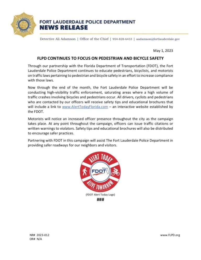 FLPD Pedestrian and Bicycle Safety – Victoria Park Civic Association