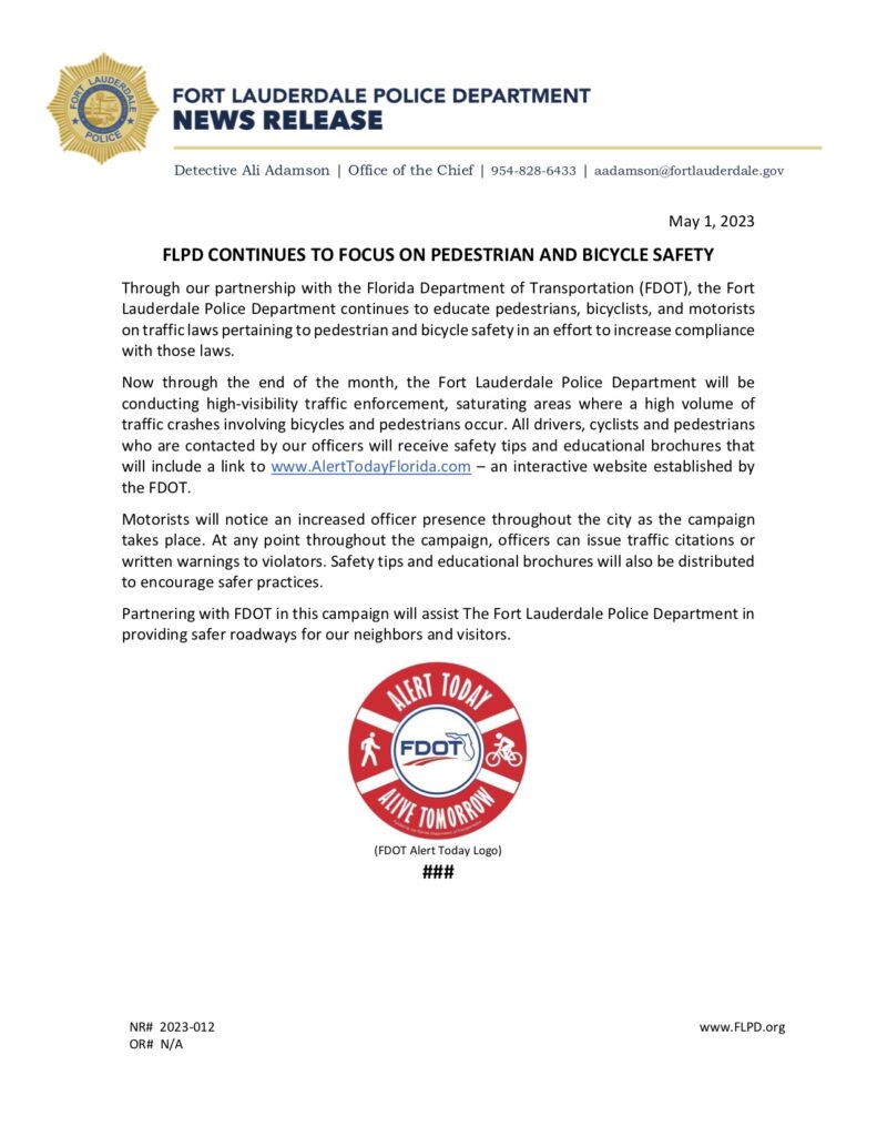 FLPD Pedestrian and Bicycle Safety – Victoria Park Civic Association